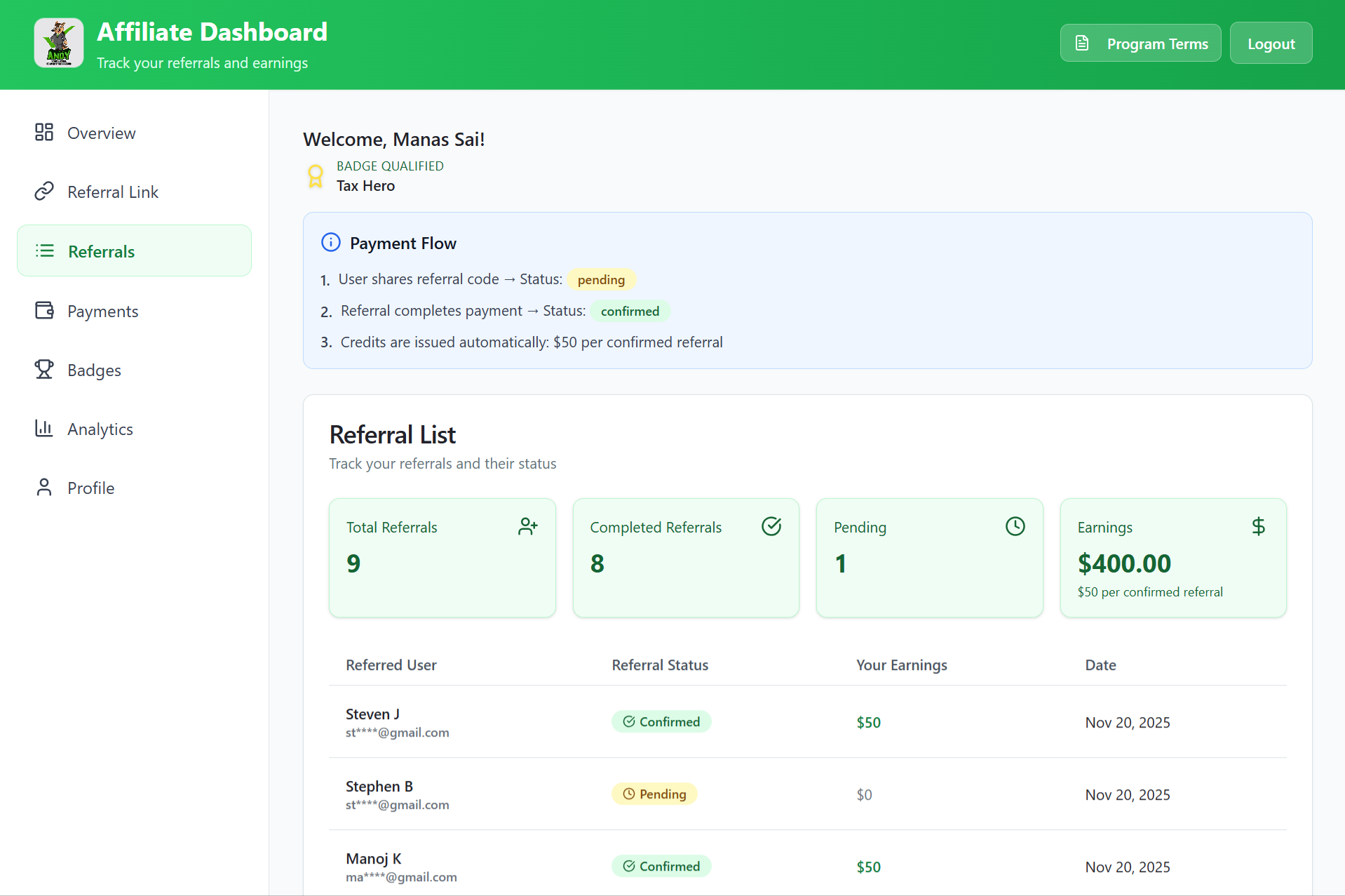 The Andy App - Affiliate Program